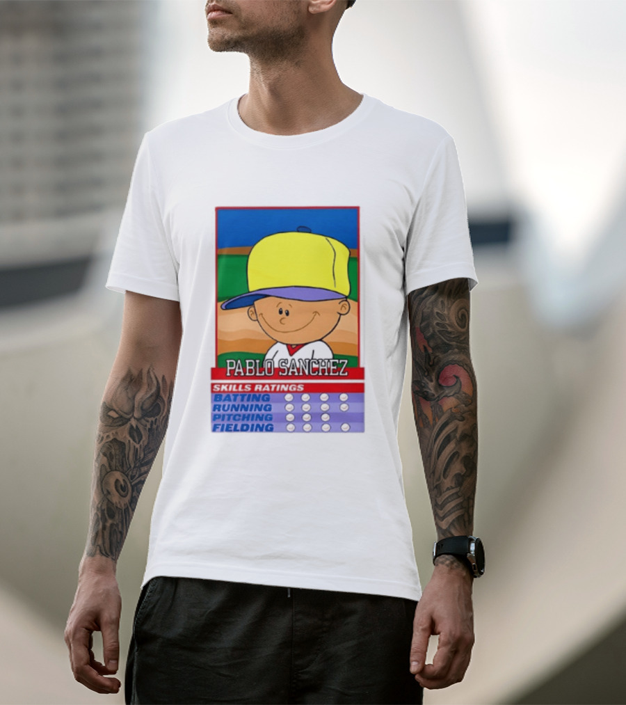 Trending Pablo Sanchez Skills Ratings Card Batting Running Pitching Fielding T-Shirt