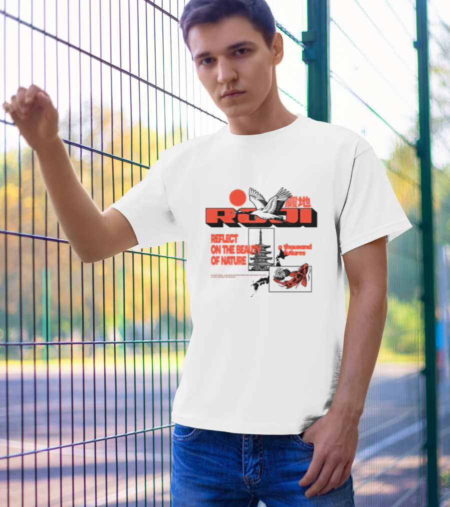 Unik Clothing Store Roji White Reflect On The Beauty Of Nature A Thousand Futures Koi Birds T-Shirt