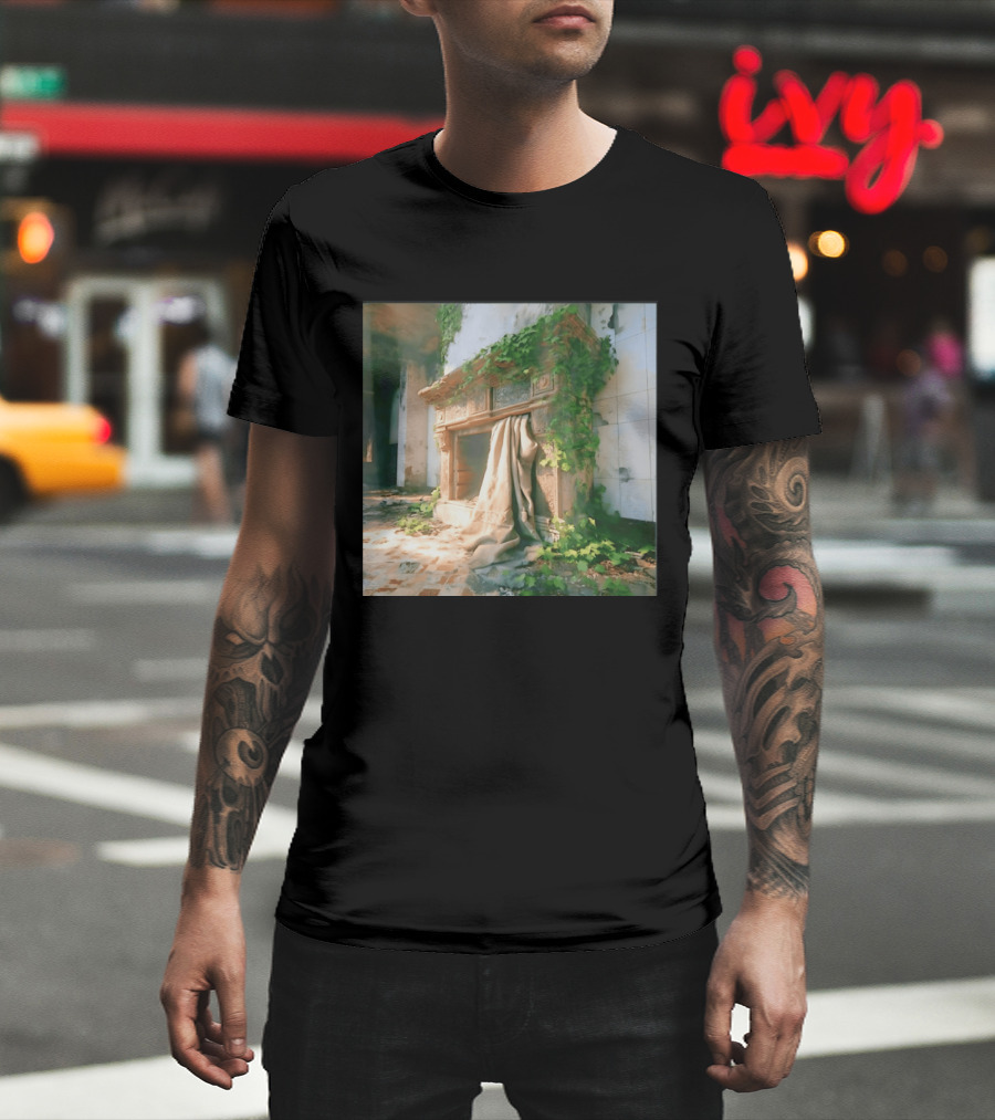 Abandoned Fireplace With Overgrown Ivy And Ruins Ambience T-Shirt