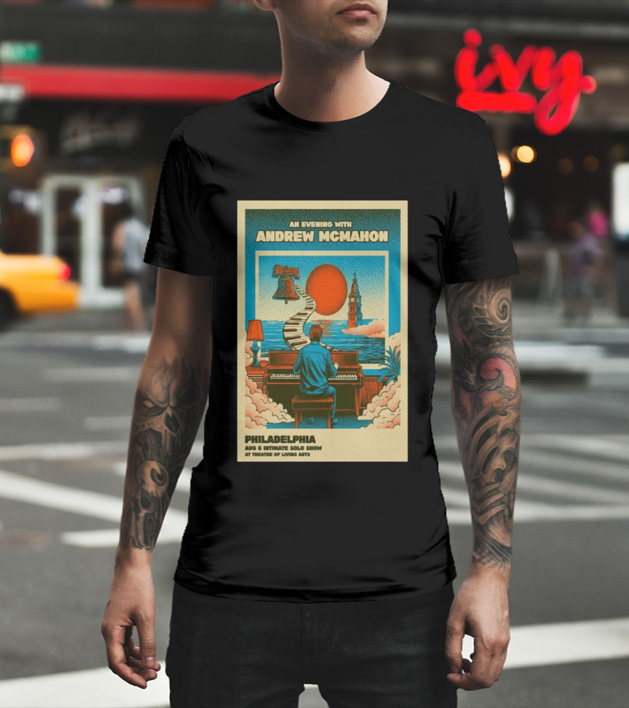 Andrew McMahon An Evening With Philadelphia Aug 6 Intimate Solo Show Theatre Of Living Arts Tour T-Shirt