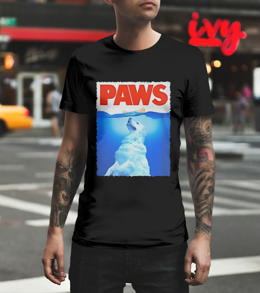 PAWS Classic Parody With Diving Dog Image T-Shirt