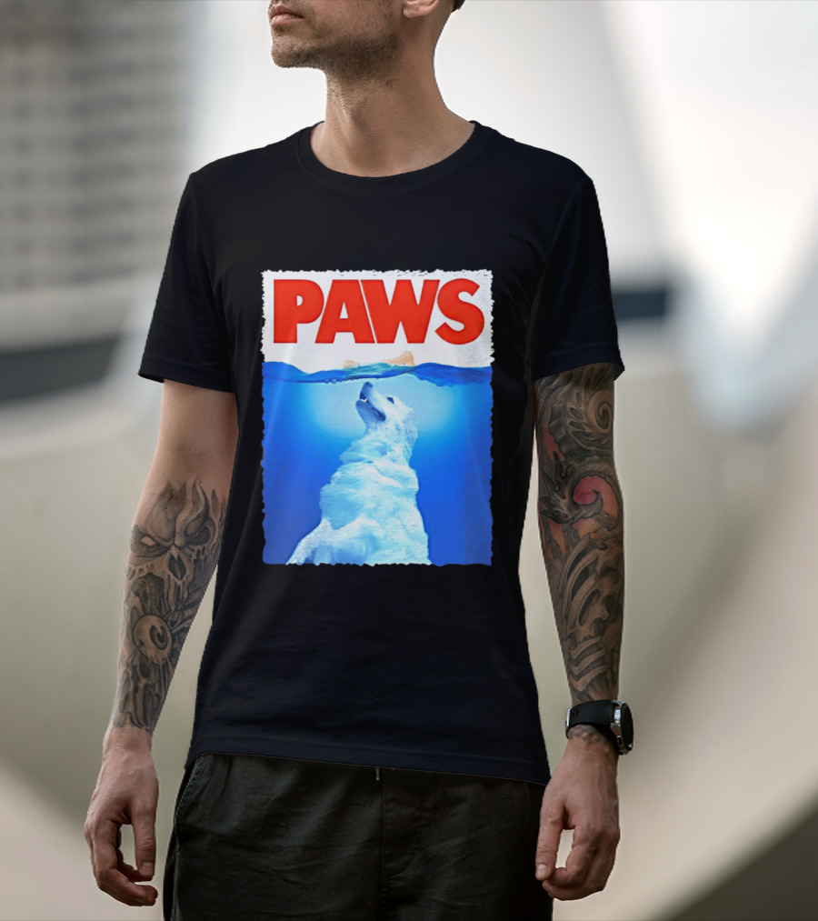 PAWS Classic Parody With Diving Dog Image T-Shirt