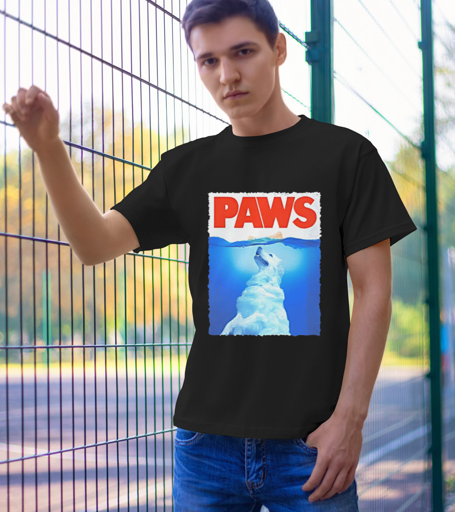 PAWS Classic Parody With Diving Dog Image T-Shirt