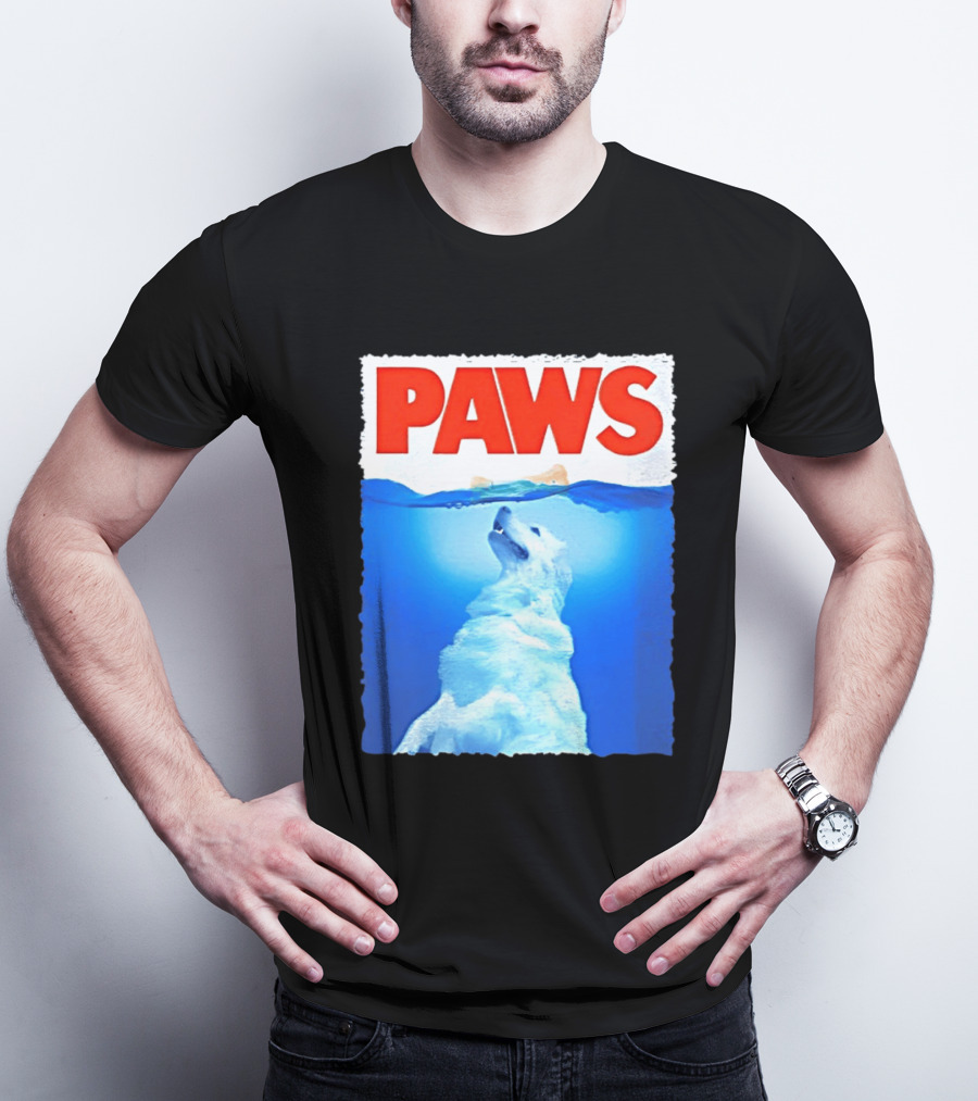 PAWS Classic Parody With Diving Dog Image T-Shirt