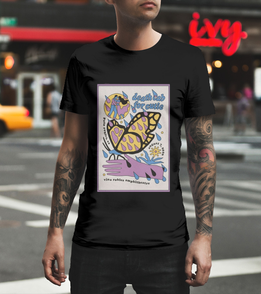 Death Cab For Cutie Paso Robles Vina Robles Amphitheatre August 7 2026 Butterfly T-Shirt
