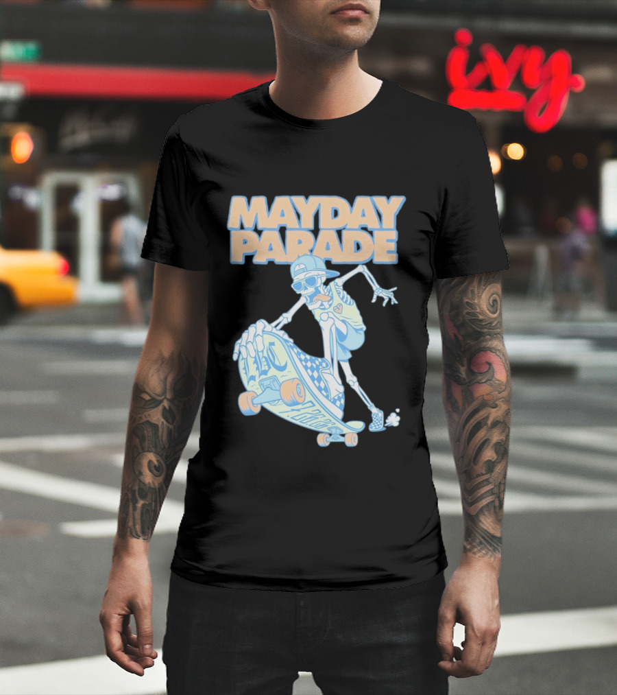 Mayday Parade Skeleton Skater With LBC 72626 Board T-Shirt