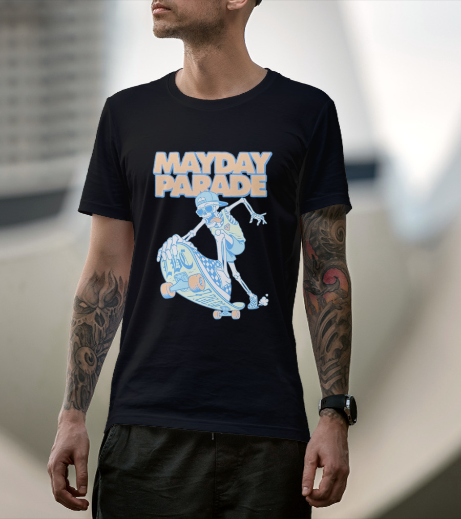 Mayday Parade Skeleton Skater With LBC 72626 Board T-Shirt