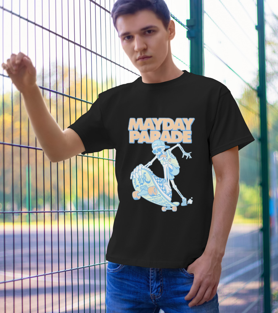 Mayday Parade Skeleton Skater With LBC 72626 Board T-Shirt