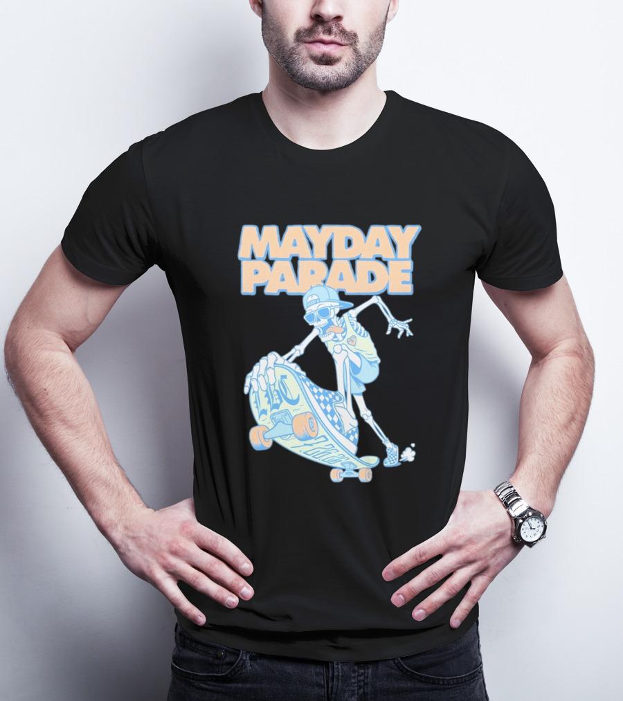 Mayday Parade Skeleton Skater With LBC 72626 Board T-Shirt