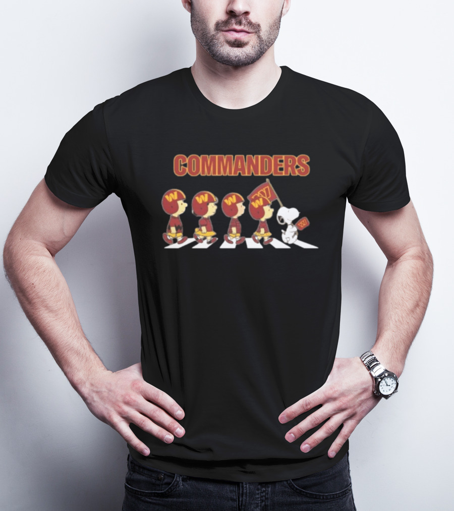 Peanuts Characters Marching On Abbey Road With Washington Commanders T-Shirt
