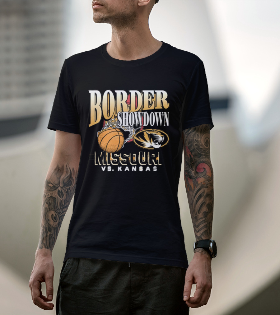 Border Showdown Missouri Tigers Vs Kansas Basketball 2025 T-Shirt