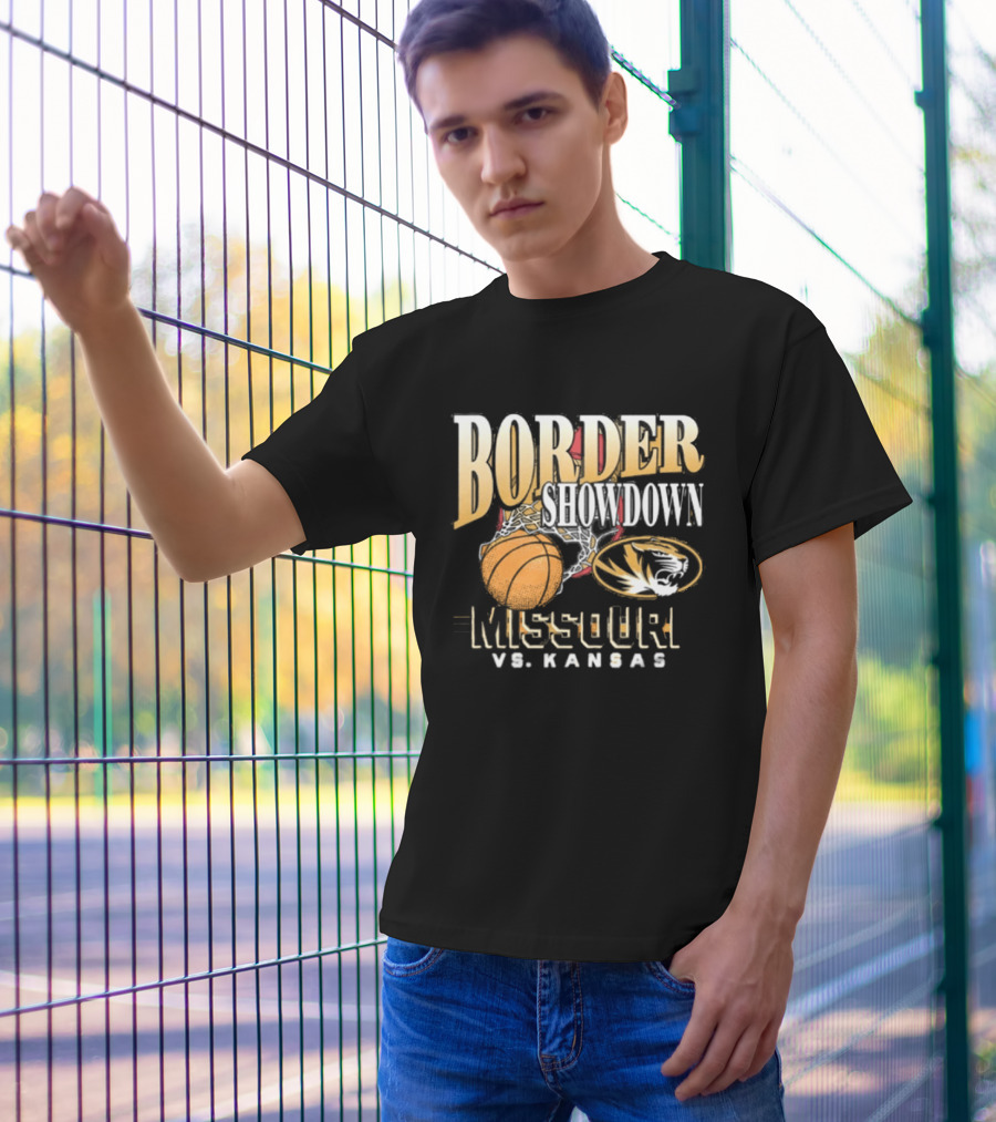 Border Showdown Missouri Tigers Vs Kansas Basketball 2025 T-Shirt
