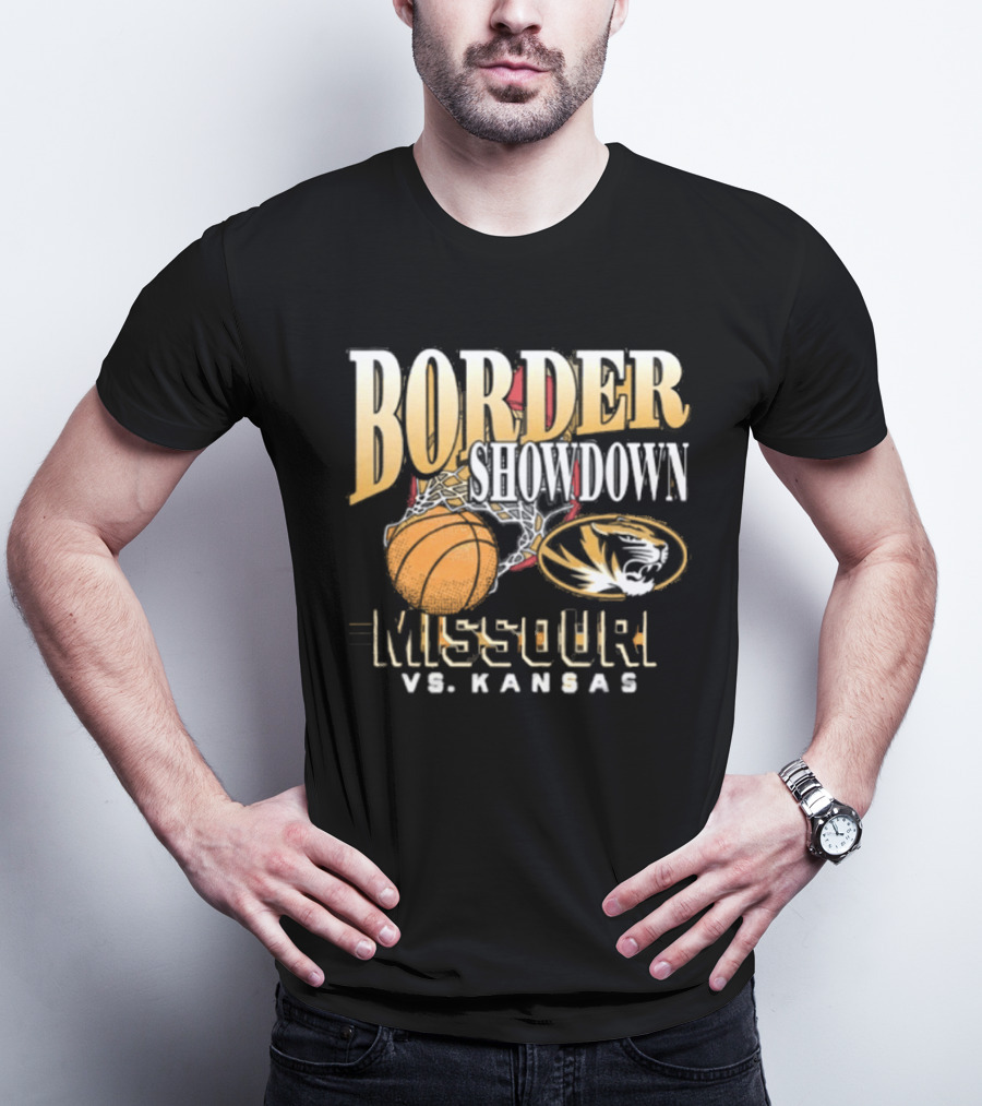 Border Showdown Missouri Tigers Vs Kansas Basketball 2025 T-Shirt