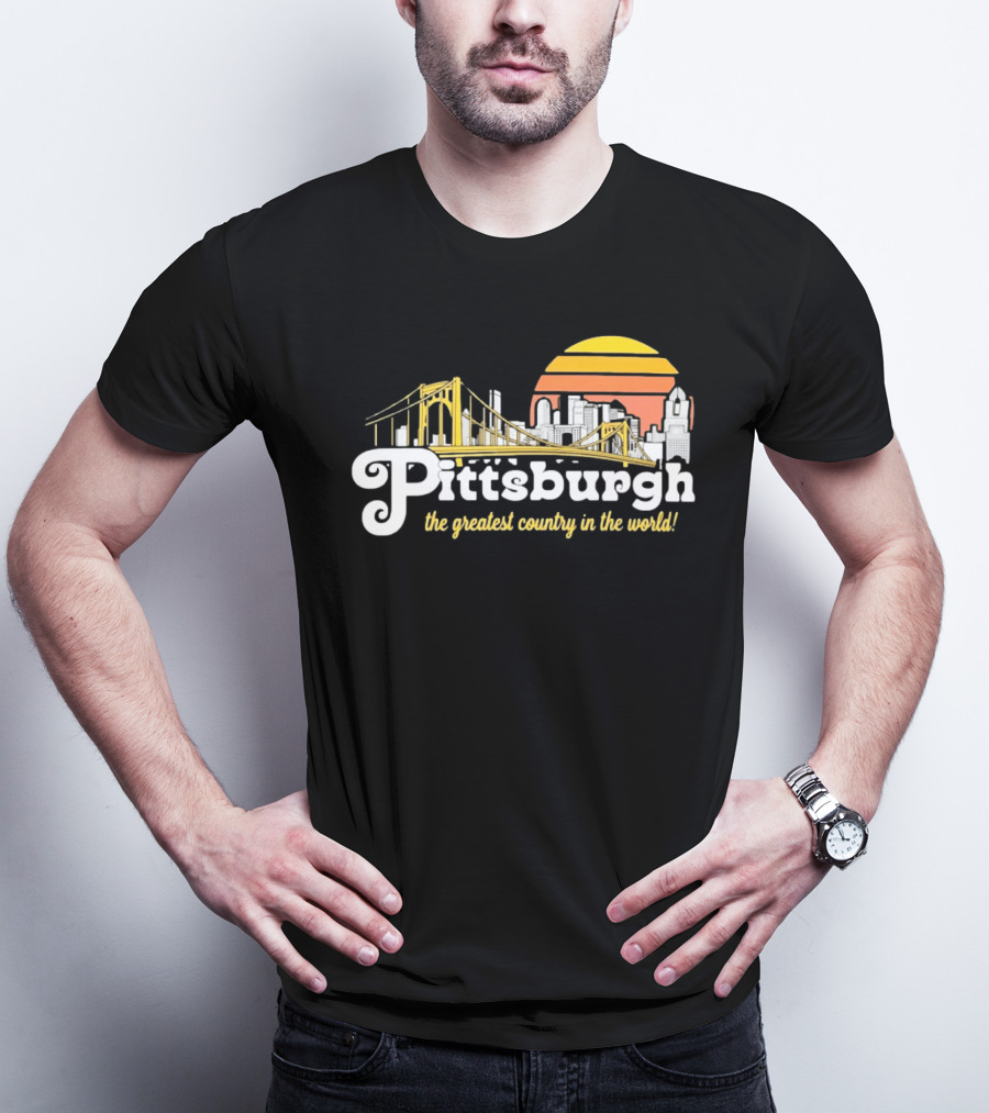 Pittsburgh Skyline With Bridge And Sunset The Greatest Country In The World T-Shirt