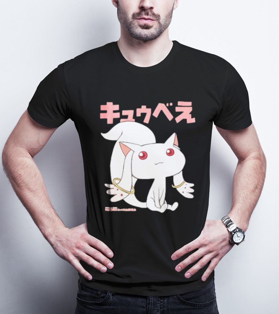 Puella Magi Madoka Magica Kyubey Anime Character Red Eyes T-Shirt