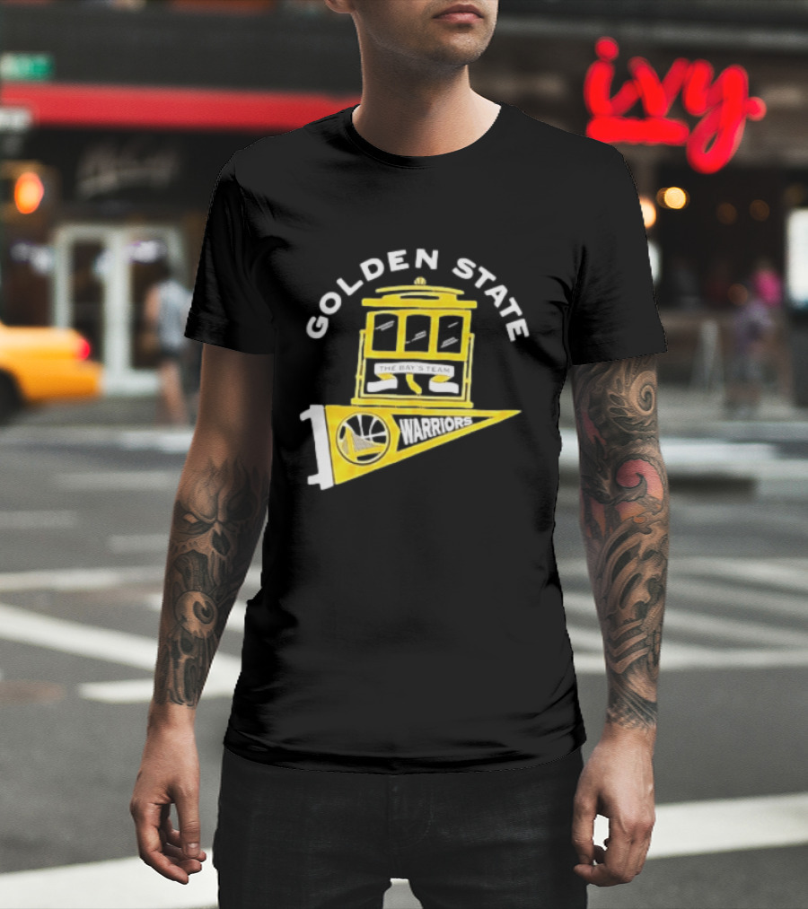 Golden State Warriors The Bays Team Warriors Banner And Cable Car T-Shirt