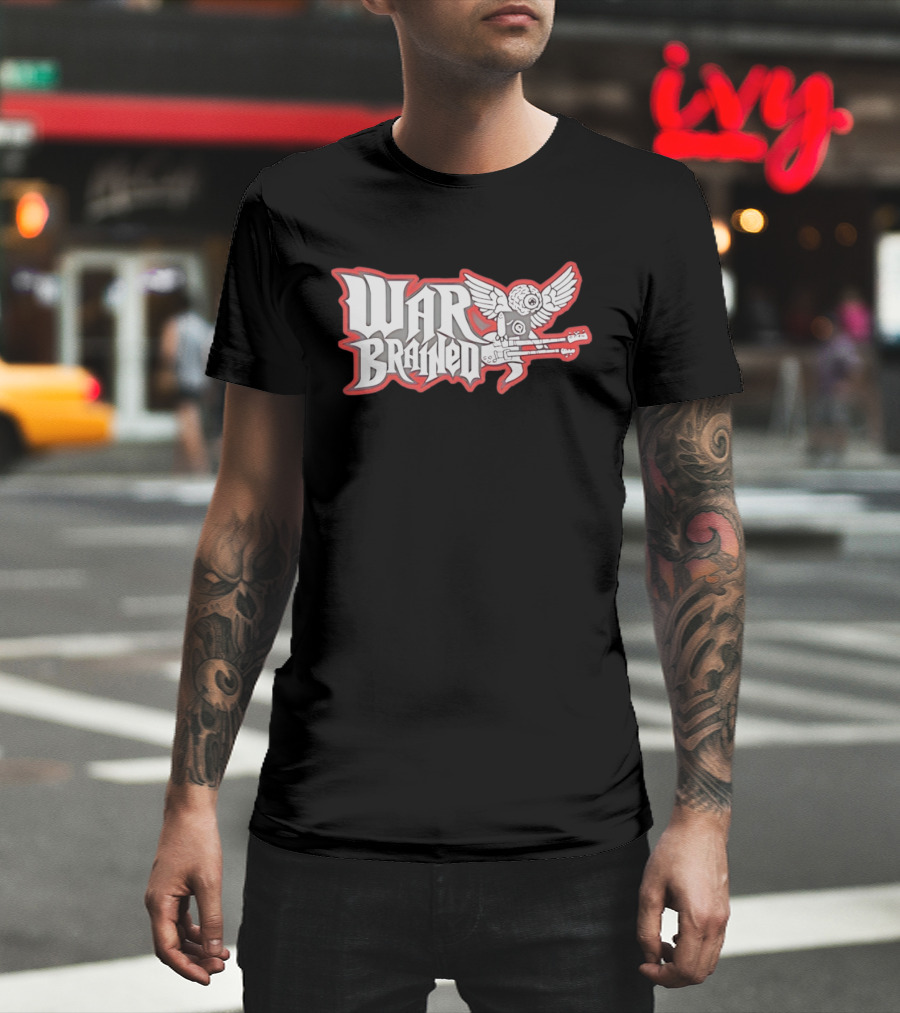 Quannic War Brained Alternative Rock Indie Music Winged Guitar Brain T-Shirt
