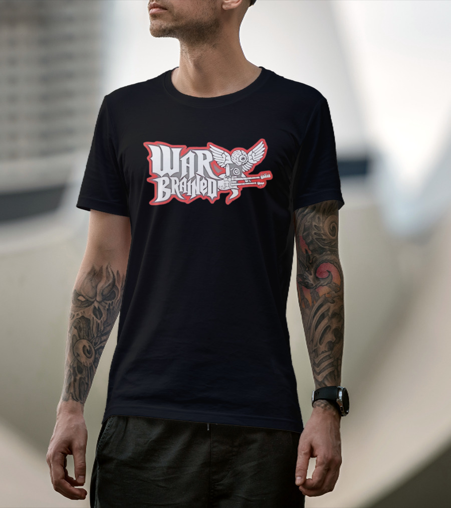 Quannic War Brained Alternative Rock Indie Music Winged Guitar Brain T-Shirt