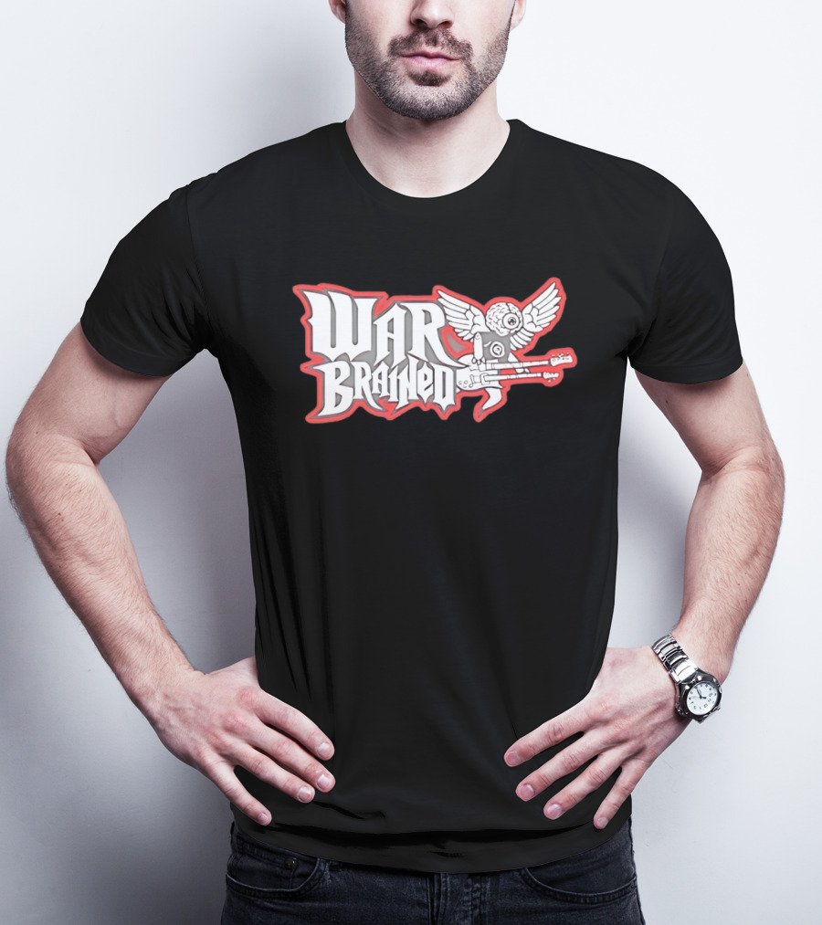 Quannic War Brained Alternative Rock Indie Music Winged Guitar Brain T-Shirt