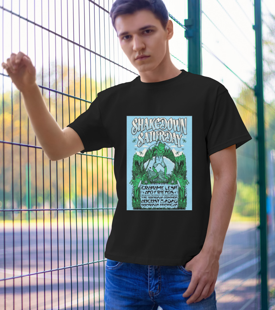 Grahame Lesh Shakedown Saturday August 8 2026 Buchanan Michigan Frog Art Trees Grahame Lesh And Friends Breakfast For Dinner Live Music Event T-Shirt