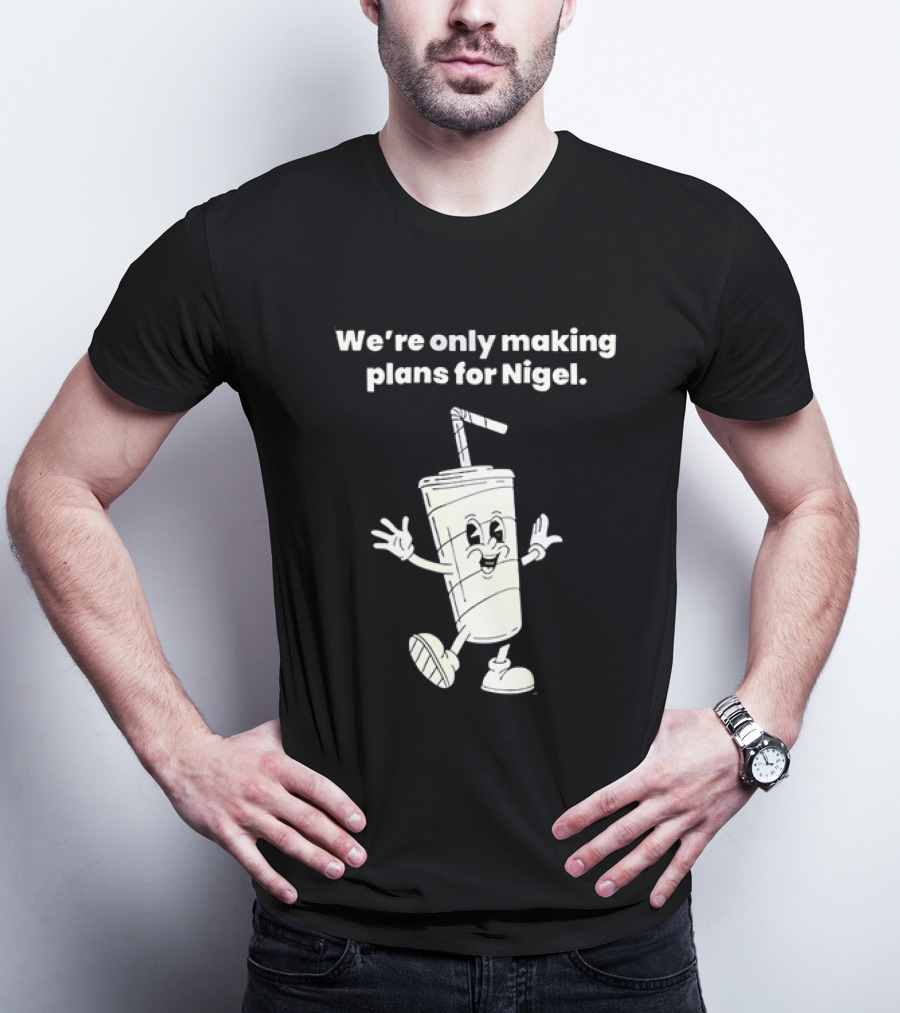 We're Only Making Plans For Nigel XTC 80s Music Cartoon Cup T-Shirt