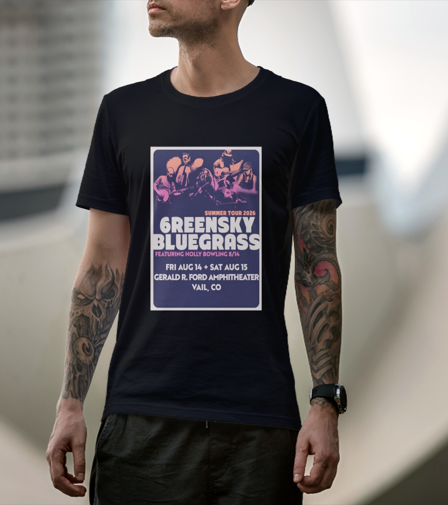 Greensky Bluegrass Summer Tour 2026 Vail CO Featuring Holly Bowling Aug 14 15 Gerald R Ford Amphitheater T-Shirt