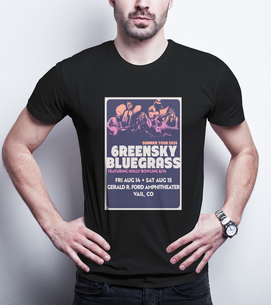 Greensky Bluegrass Summer Tour 2026 Vail CO Featuring Holly Bowling Aug 14 15 Gerald R Ford Amphitheater T-Shirt