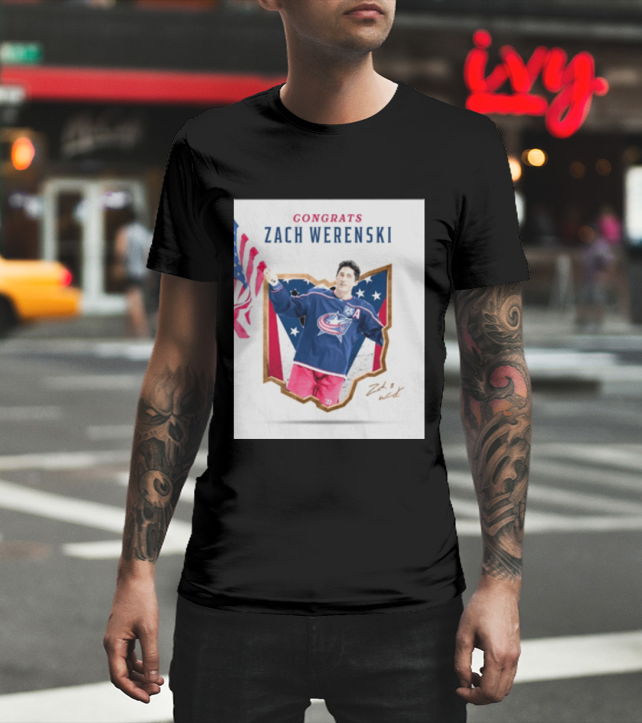 Congrats Zach Werenski USA Columbus Blue Jackets Hockey Celebration T-Shirt