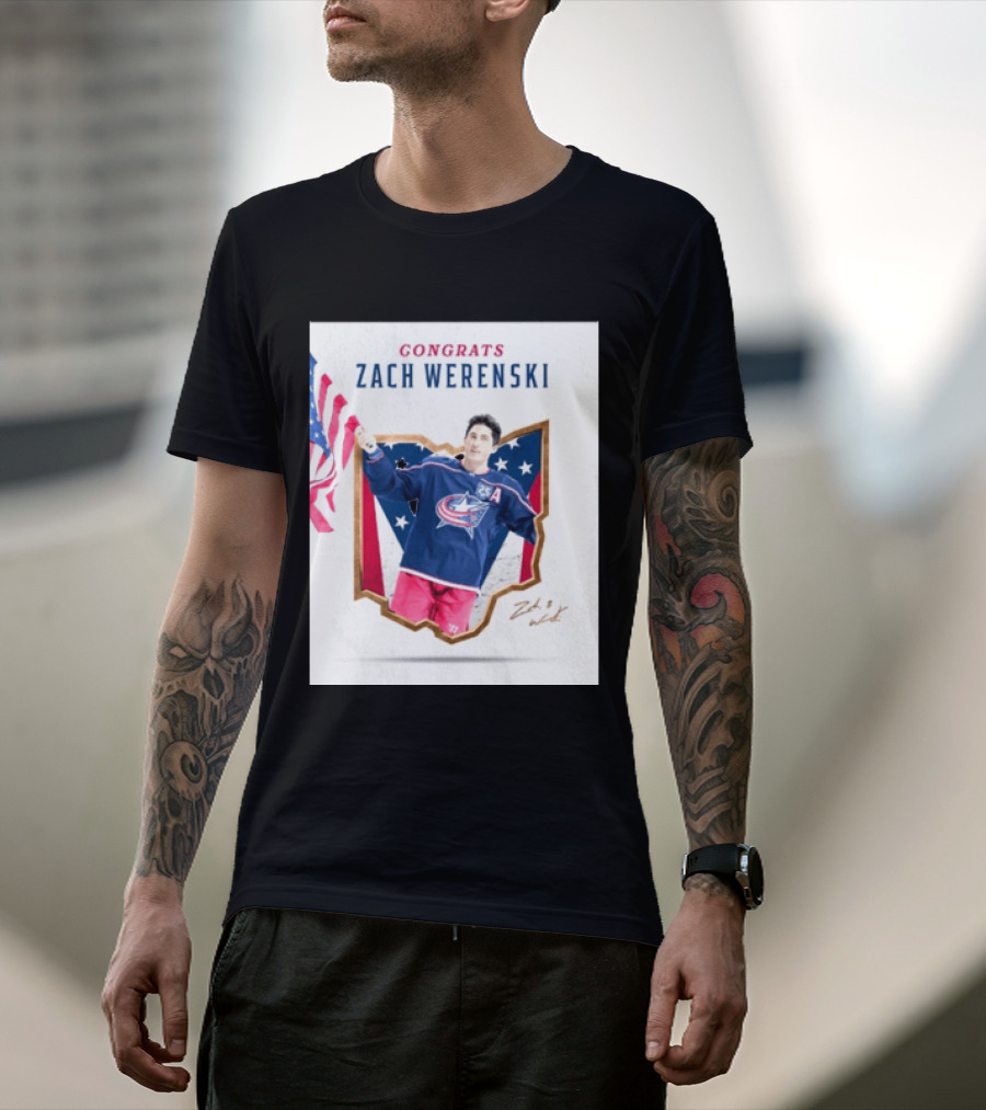 Congrats Zach Werenski USA Columbus Blue Jackets Hockey Celebration T-Shirt
