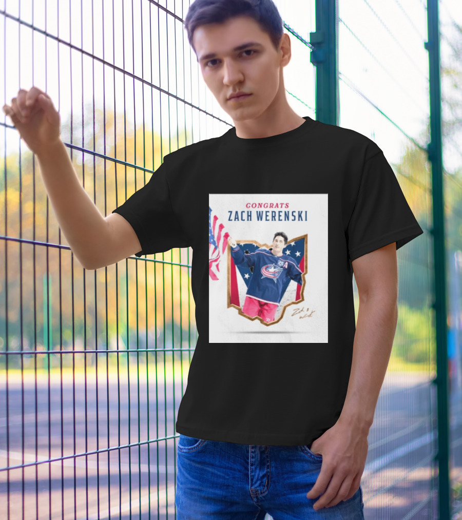 Congrats Zach Werenski USA Columbus Blue Jackets Hockey Celebration T-Shirt