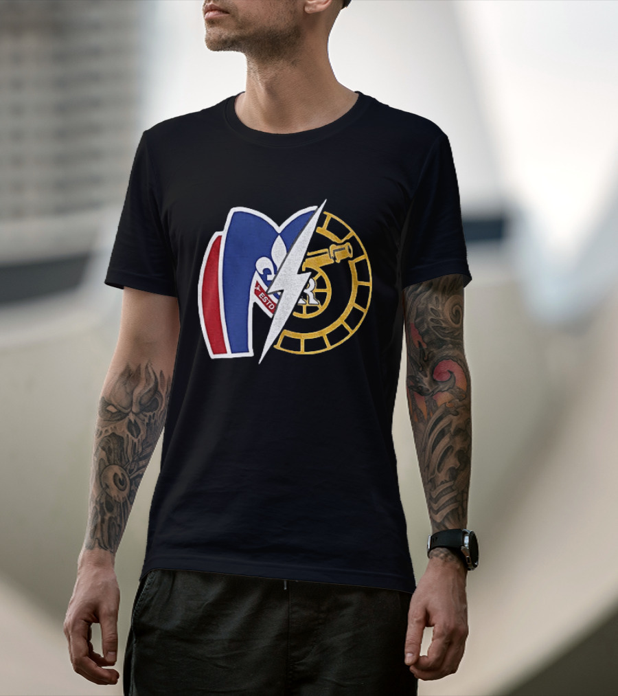 Boston Raiders Montreal Metros Hockey Rivalry Shane Ilya ESTD Fleur De Lis Puck T-Shirt