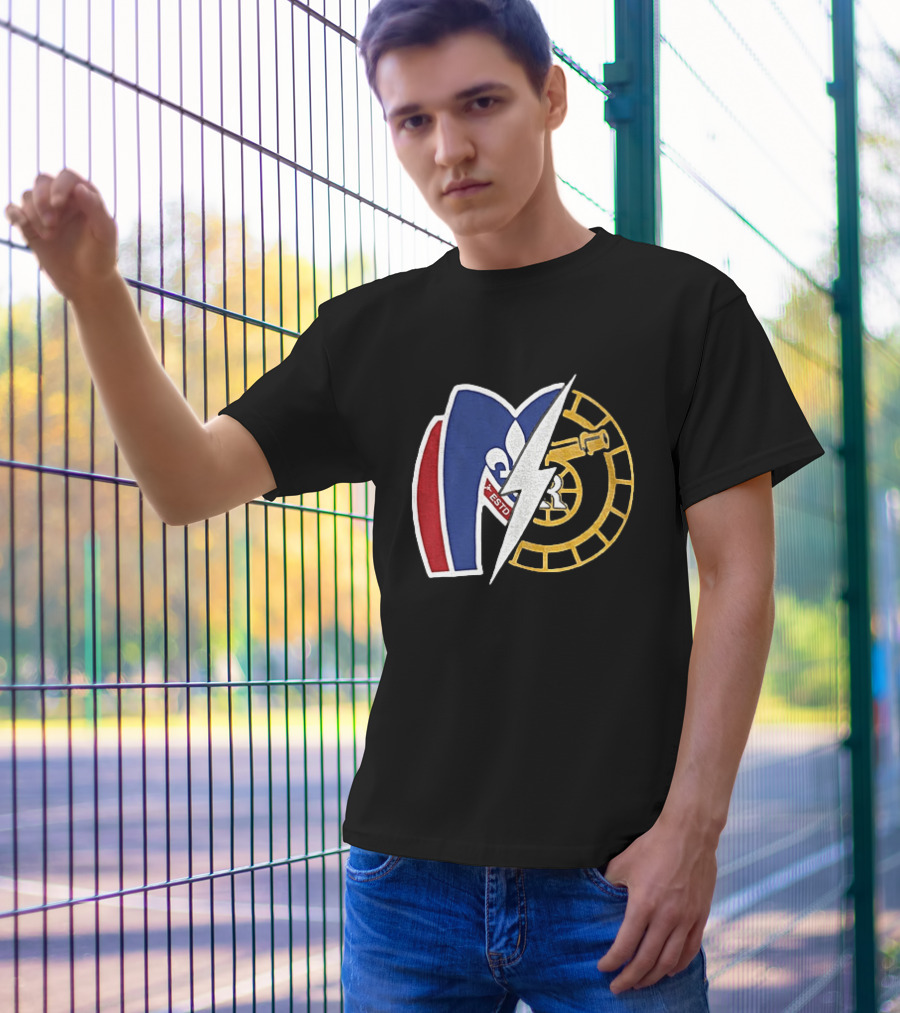 Boston Raiders Montreal Metros Hockey Rivalry Shane Ilya ESTD Fleur De Lis Puck T-Shirt