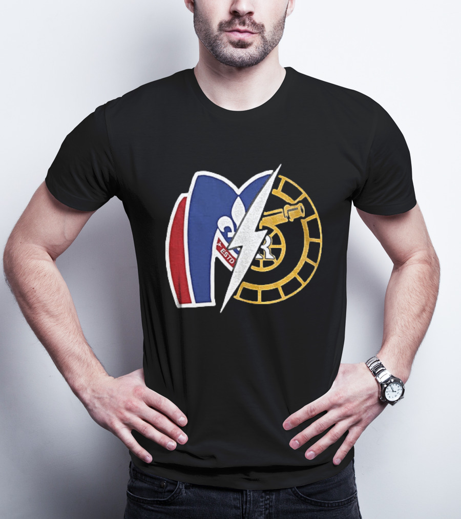 Boston Raiders Montreal Metros Hockey Rivalry Shane Ilya ESTD Fleur De Lis Puck T-Shirt
