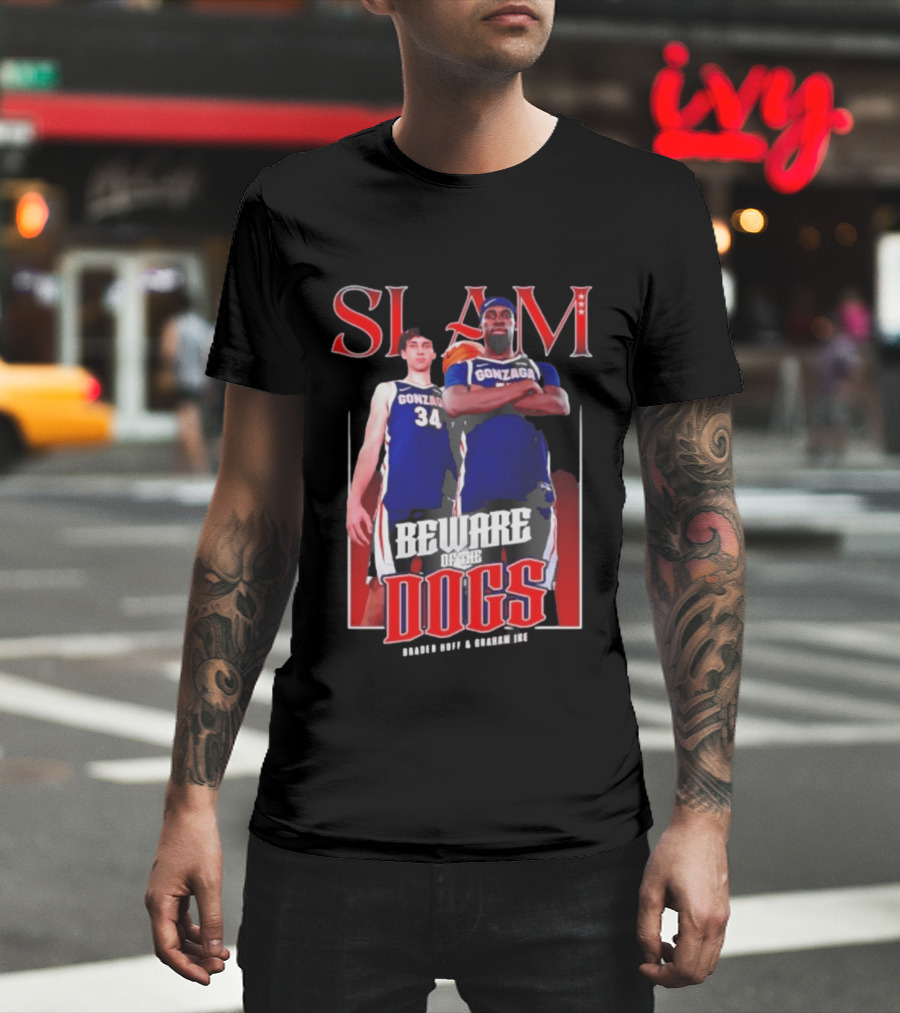 Slam Gonzaga Basketball Beware Of The Dogs Braden Huff Graham Ike T-Shirt