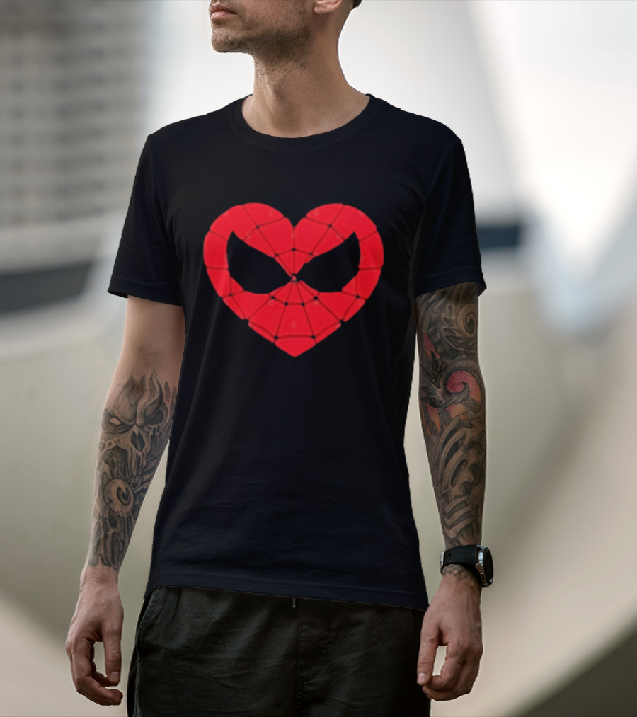 Spider Man Heart Web Mask Marvel Superhero T-Shirt