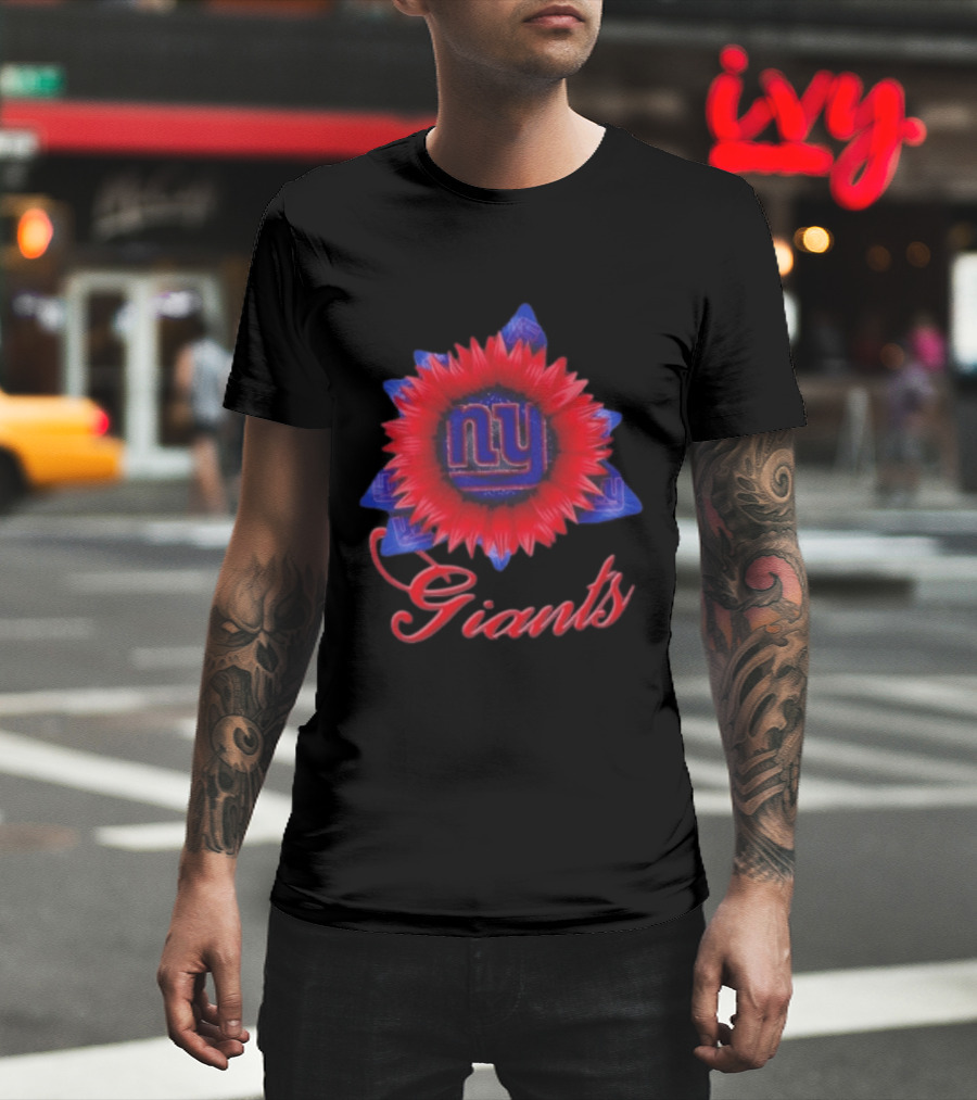 New York Giants Football Sunflower NY Giants T-Shirt
