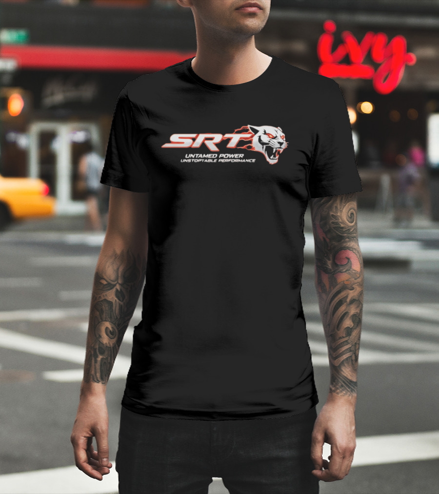 SRT Untamed Power Unstoppable Performance White Roaring Panther T-Shirt