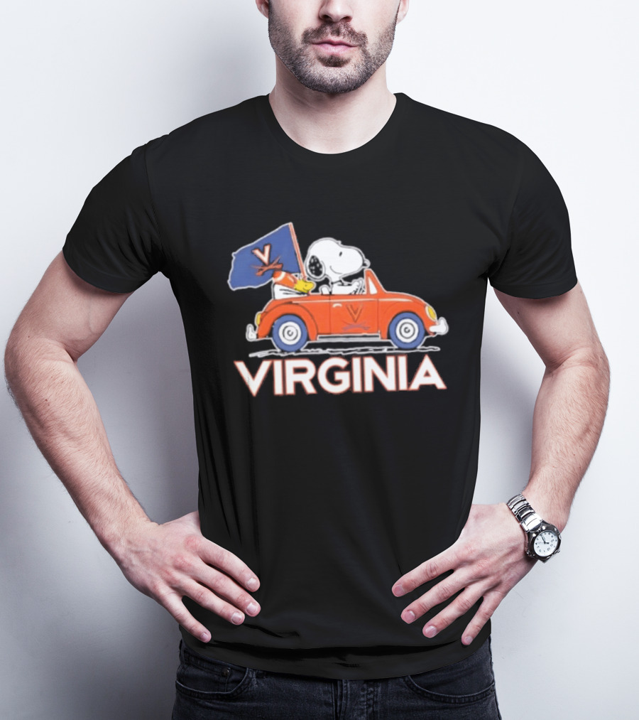 Snoopy Driving Car Virginia Cavaliers Football Fan Spirit T-Shirt