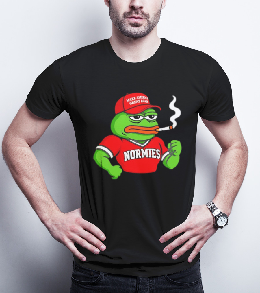 Pepe The Frog Smoking Wearing Normies Make America Great Again Red Hat T-Shirt