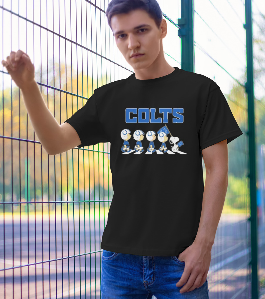 Peanuts Characters March Abbey Road Indianapolis Colts T-Shirt