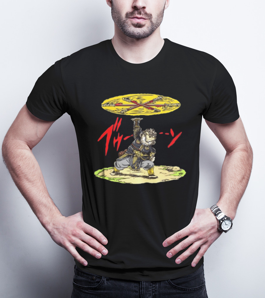 Ton Wukong Rotate The Stick Yellow Red Cartoon T-Shirt