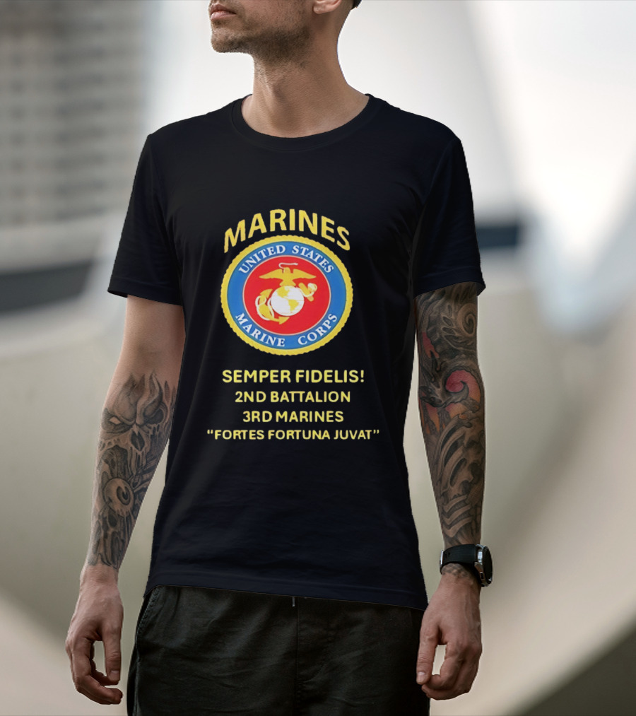 United States Marine Corps 2nd Battalion 3rd Marines Semper Fidelis Fortes Fortuna Juvat T-Shirt