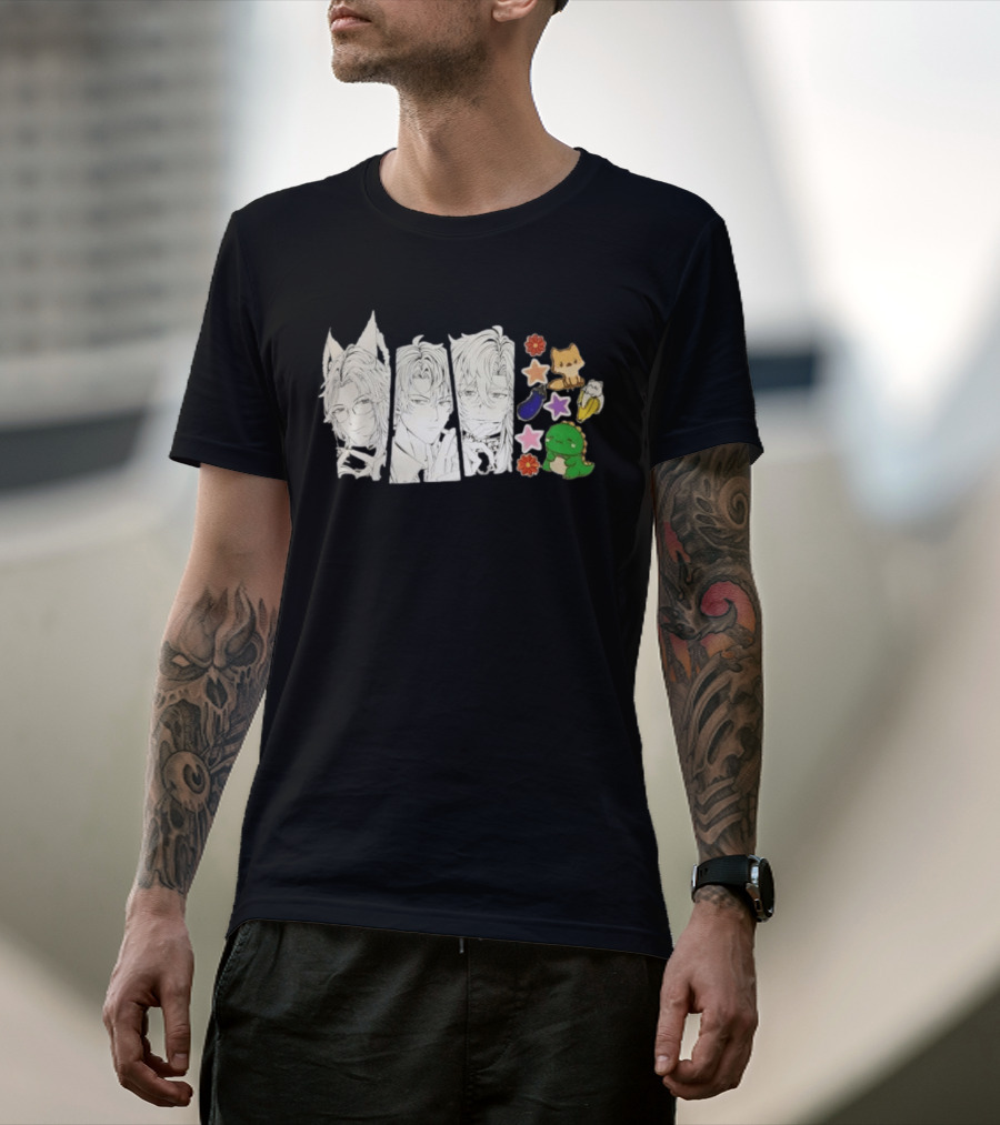 Vox Akuma Mysta Rias Ike Eveland Nijisanji EN Luxiem Vtuber Characters Cute Animal Stickers And Star Designs T-Shirt