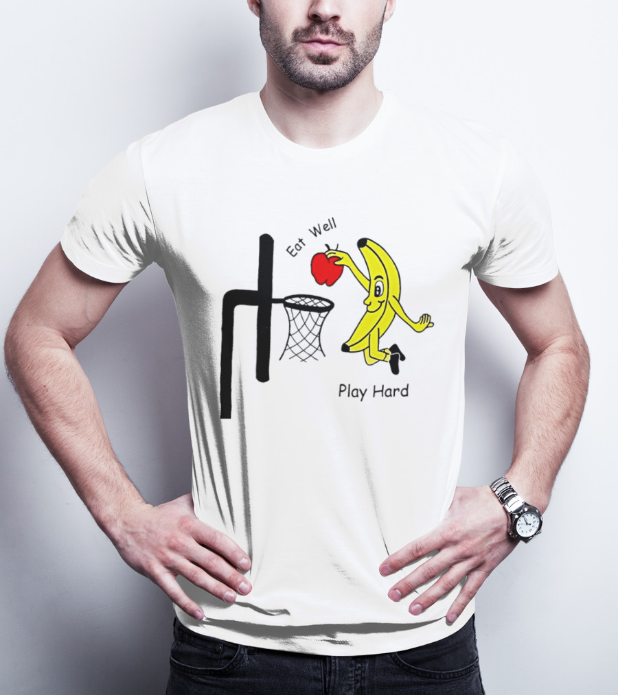Banana Squad Basketball Eat Well Play Hard Dunking Apple T-Shirt