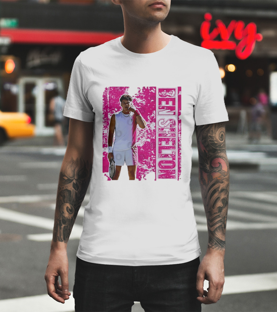 Ben Shelton Tennis Star Distressed Pink T-Shirt