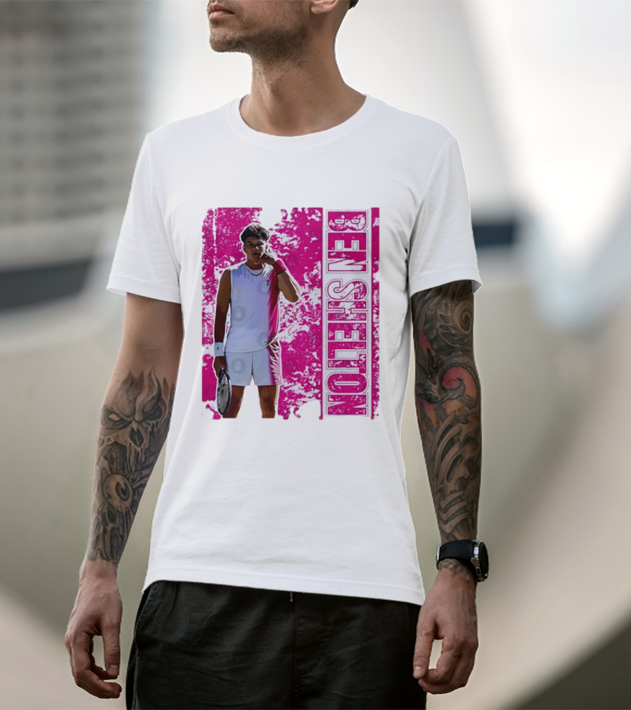 Ben Shelton Tennis Star Distressed Pink T-Shirt