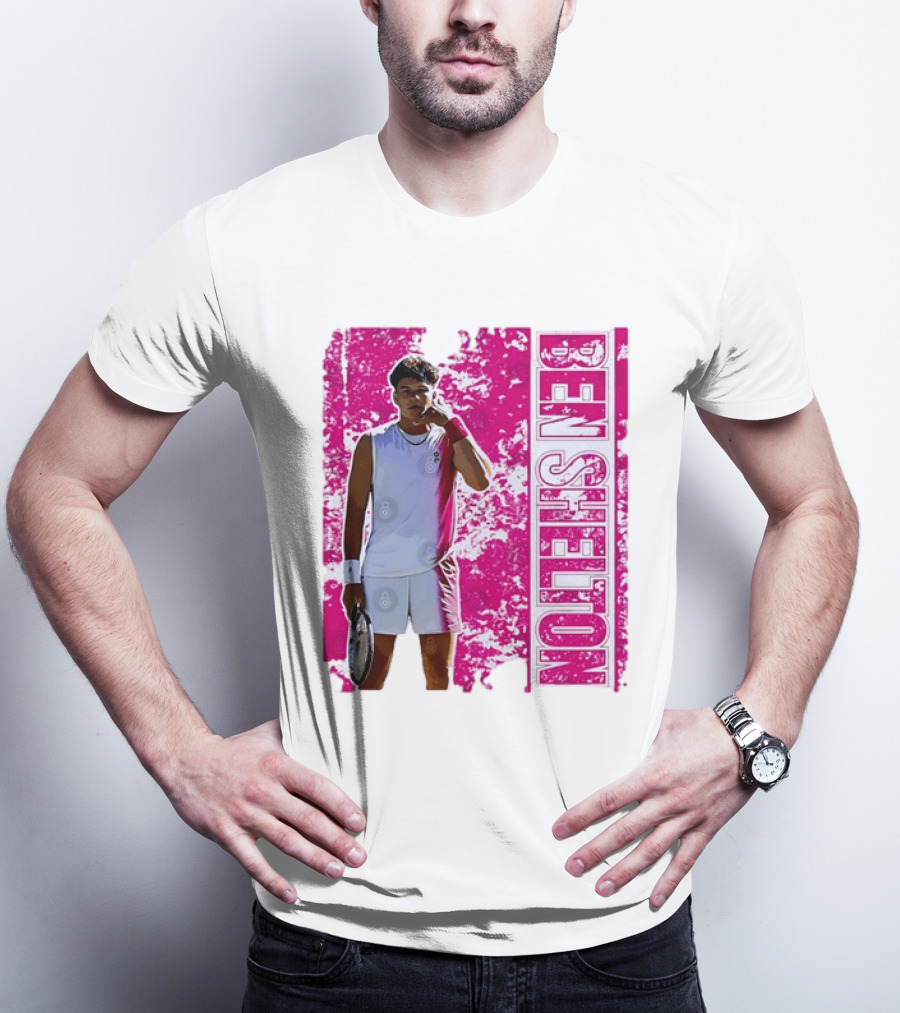 Ben Shelton Tennis Star Distressed Pink T-Shirt