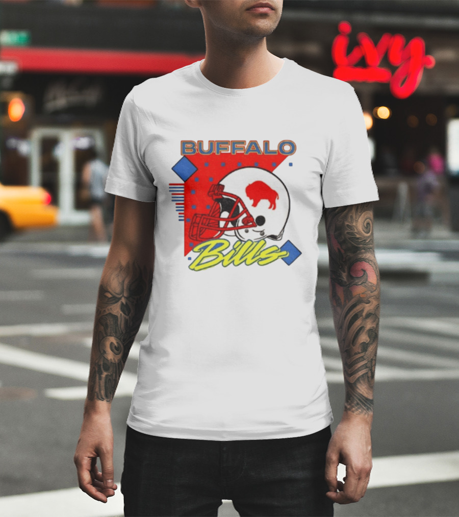 Buffalo Bills Football Helmet Retro 90s T-Shirt