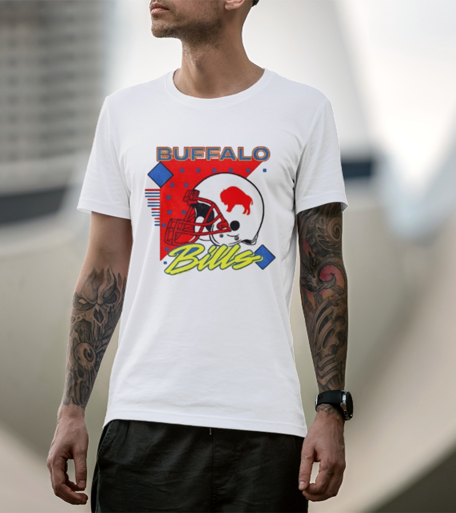 Buffalo Bills Football Helmet Retro 90s T-Shirt