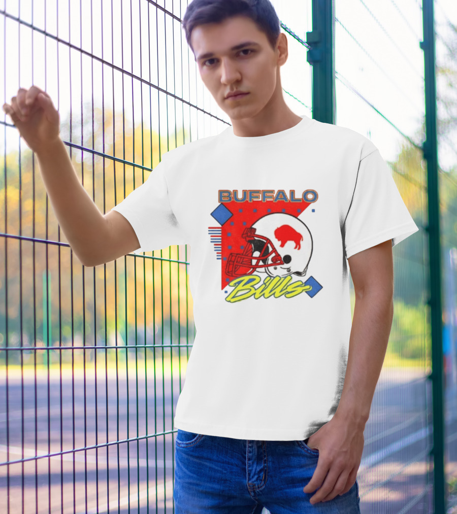 Buffalo Bills Football Helmet Retro 90s T-Shirt